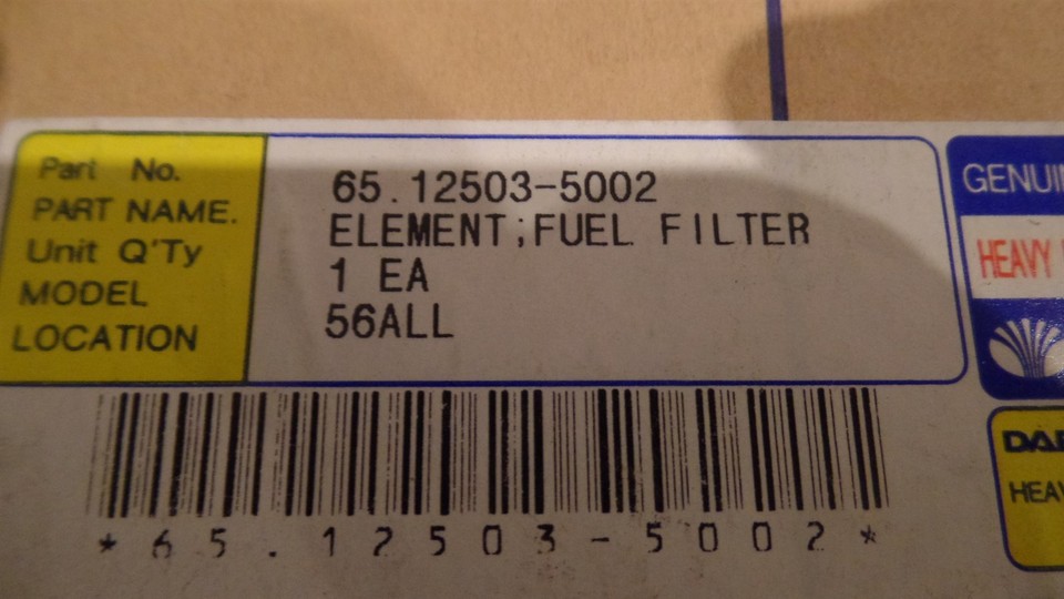 GENUINE DAEWOO FUEL FILTER ASSEMBLY 65.12503-5002 125035002, P550349 ...