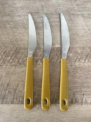 3 Imperial Casualware Butter Knives 1971 Mustard Yellow MCM Flatware | eBay