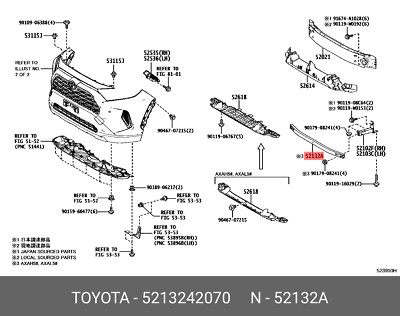 Genuine OE reinforcement, front bumper, no.2, 5213242070 for TOYOTA ...