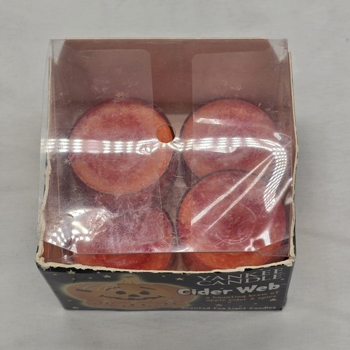Vtg Yankee Candle Cider Web 6 Halloween Tea Lights with Box Scented ...