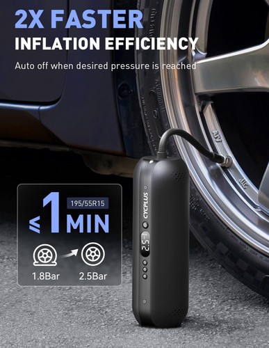 CYCPLUS DC/AC 2-in-1 Tire Inflator Portable Air Compressor,Max 150 PSI ...