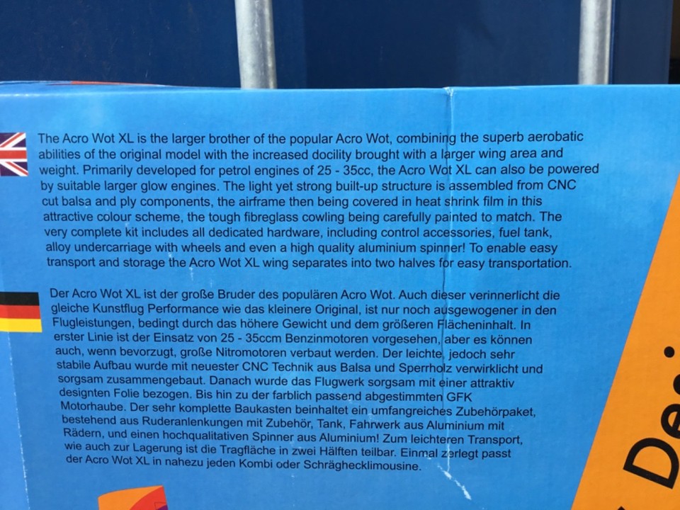 Acro Wot XL rc plane 2 meter wing span by Chris Foss New in box | eBay UK