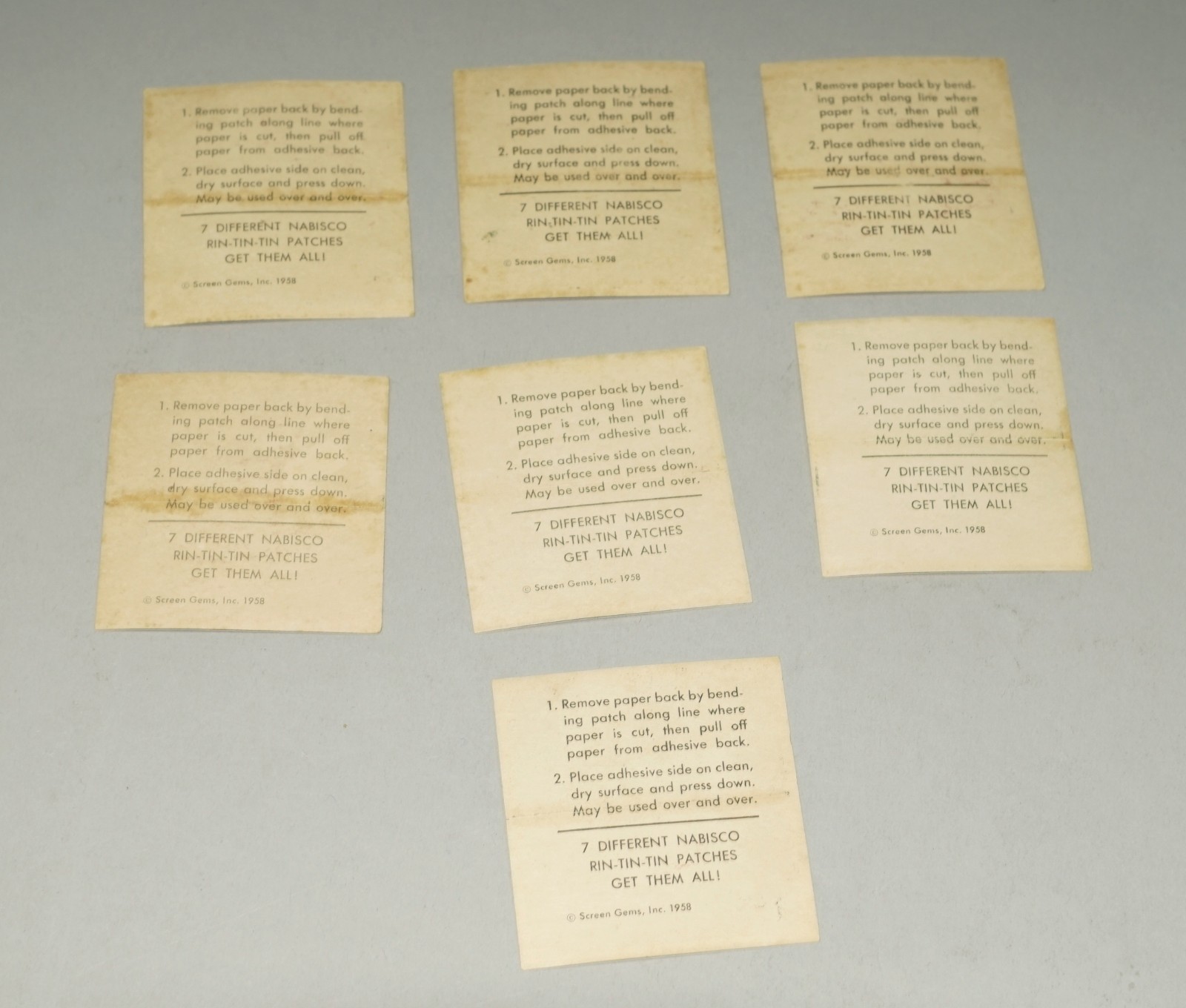 ORIGINAL 1958 NABISCO RIN TIN TIN CEREAL PREMIUM STICKER PATCHES SET OF ...