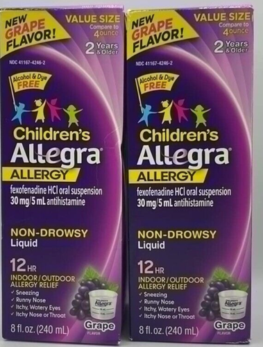 2PK Children's Allegra Allergy Fexofenadine HCI 30 MG/5 ML ~ 8 FL OZ ~ EXP 9/25 | eBay
