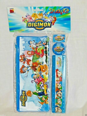 NEW IN PACKAGE DIGIMON 4 PC STUDY KIT, PENCIL CASE, ERASER,RULER | eBay
