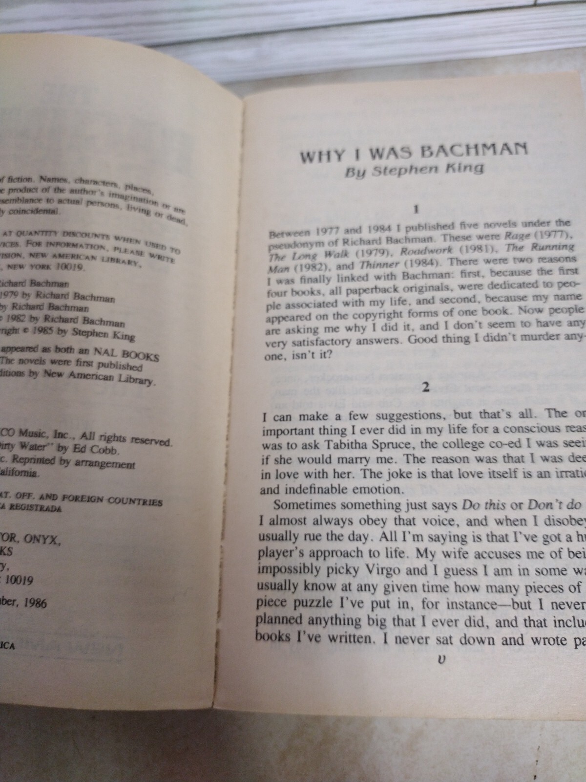 The Backman Books By Stephen King - 1st Signet Printing - 1986 - Rage ...