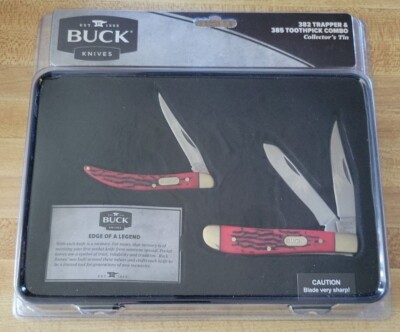 Buck Knives Collector's Tin With 382 Trapper & 385 Toothpick Combo New ...