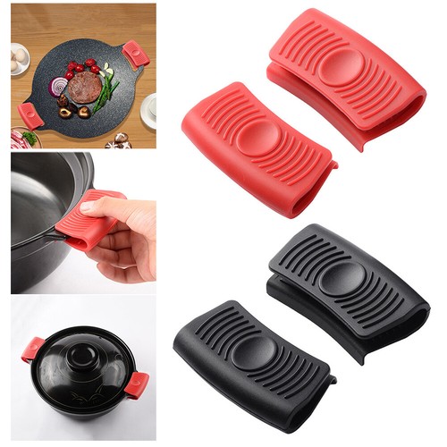 2pcs Pan Handle Cover Non-Slip Silicone Pot Clips Oven Mitts Gloves ...
