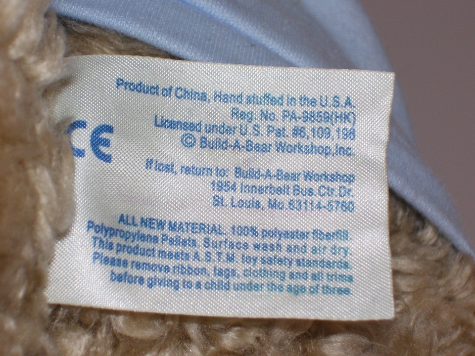 Build a Bear Tan Teddy Bear Stuffed Animal 15" Blue T-Shirt Musical ...