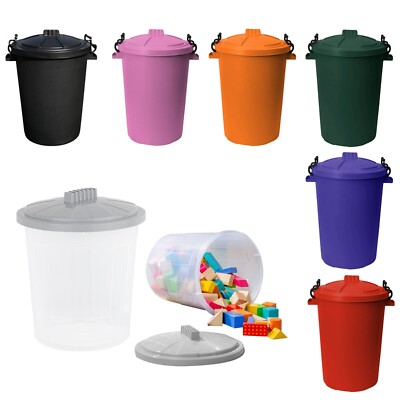 8L/21L Clear Fun Bin or 50L Coloured Bin Home/Kitchen/Garden Storage ...