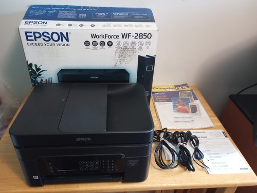 Epson Workforce WF-2850 Wi-Fi Printer Fax Scan Manual and Cables TESTED ...