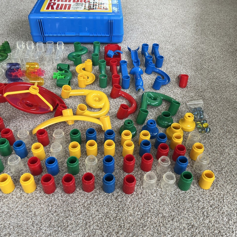 100+ pieces Marble Run Maze Race Marbulous Track w/ 12 Marbles in box ...