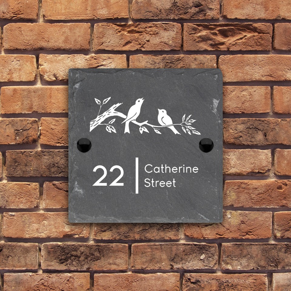 Rustic Natural Slate House Gate Sign Plaque Door Number Personalised ...
