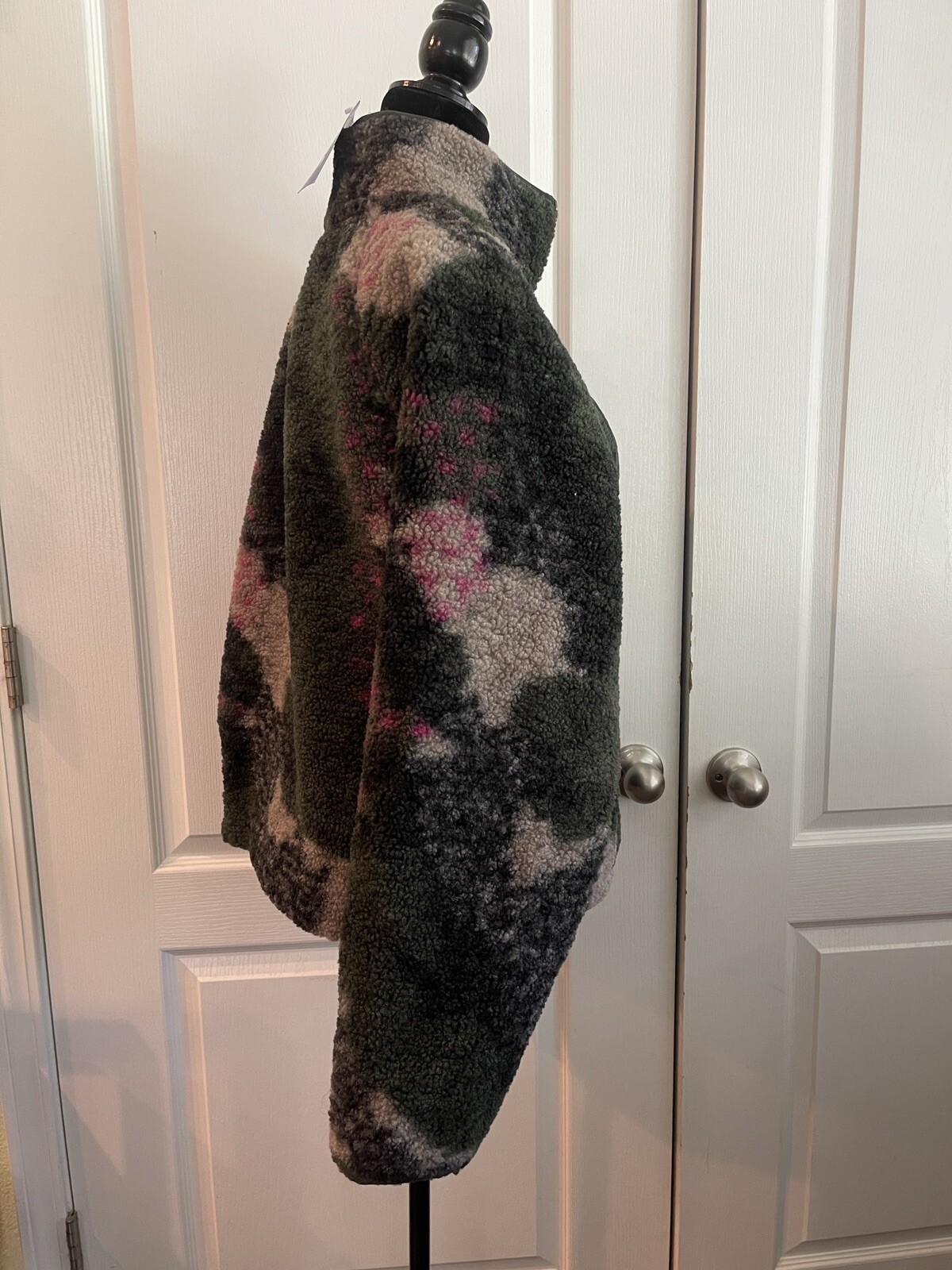 JOY LAB Women's SZ L 1/2 Zip Sherpa Pullover Sweatshirt Camo Print ...