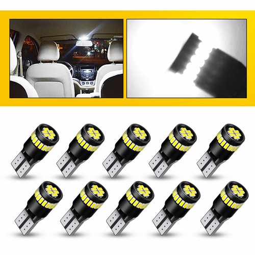 10x White LED License Plate Interior Light Bulb Super T10 194 168 W5W ...