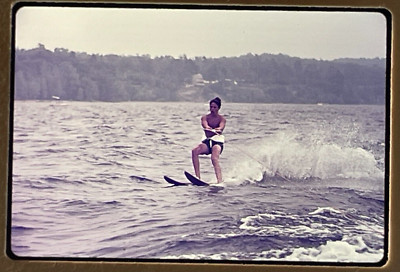 Young Man Named Bill On Waterskis On Lake in 1969 Agfachrome Film Slide ...