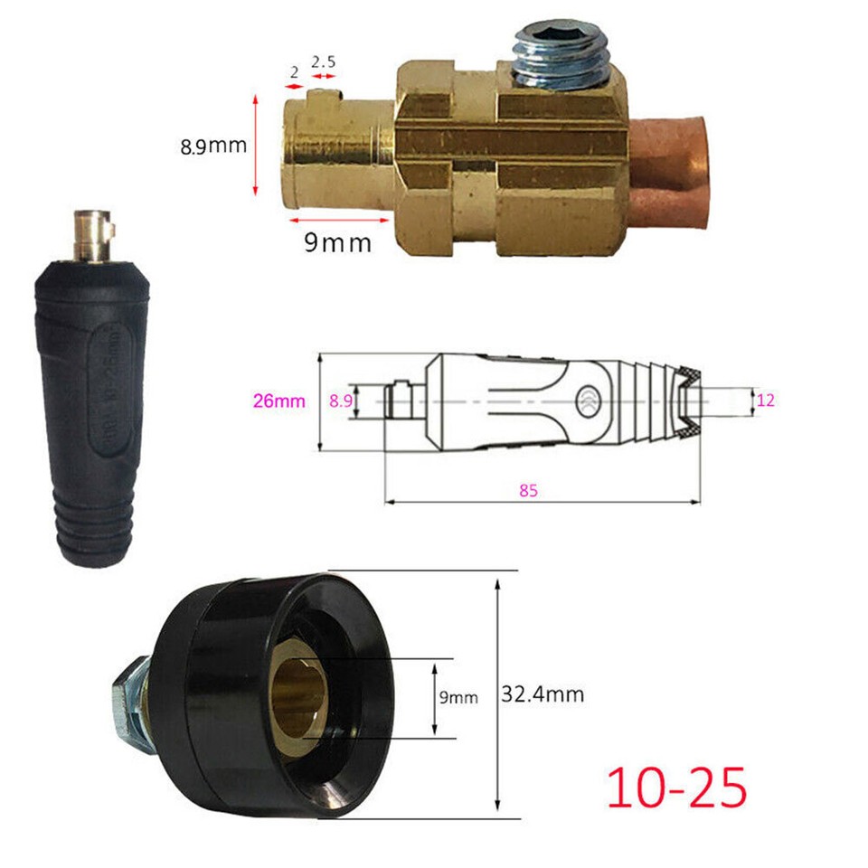 TIG Welding Cable Panel Connector Socket DKJ10-25 & DKZ10-25 4 Pcs- | eBay