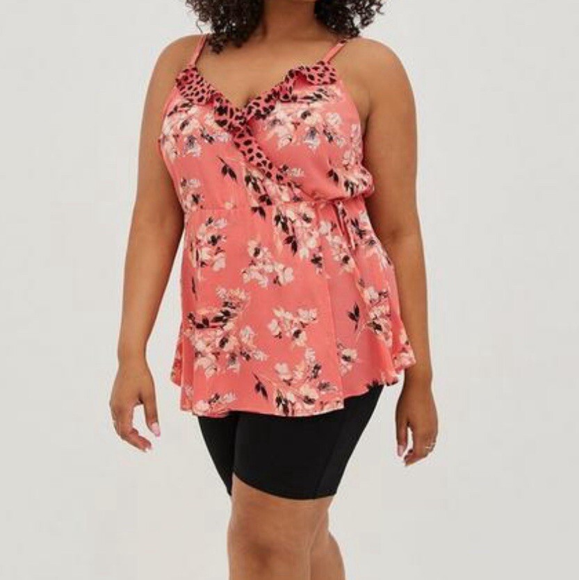 Torrid Women’s Size 2X Georgette Ruffle Front Faux Wr… - Gem