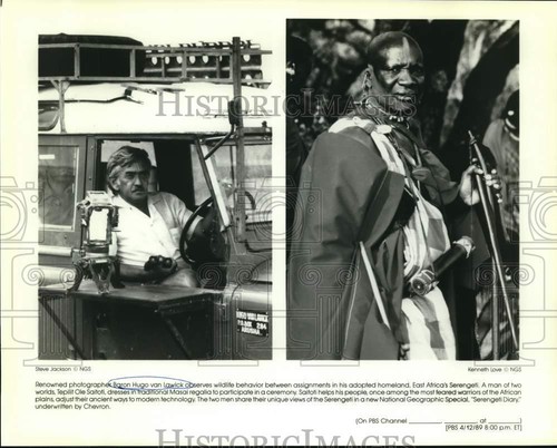 1989 Press Photo Baron Hugo van Lawick, Tepilit Ole Saitoti in ...