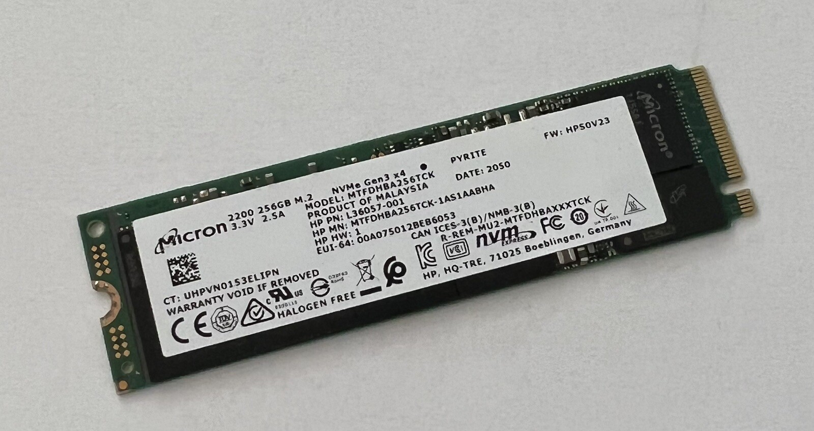 Micron 256GB SATA 2200 M.2 NVMe SSD Solid State Drive MTFDHBA256TCK ...