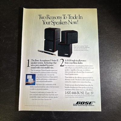 1991 • BOSE SPEAKERS Acoustimass-5 Series 2 print ad • 1990s • ADV38 | eBay