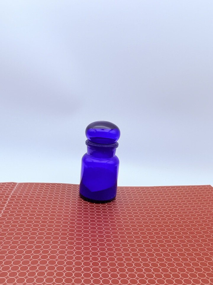 Vintage Cobalt Blue Glass Apothecary Jar 5.5” Belgium Storage Container ...