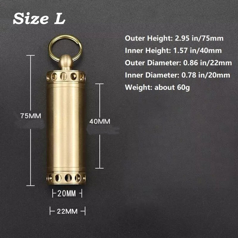 EDC Brass Waterproof Pill Box Organizer Container Case Storage Tank Key ...