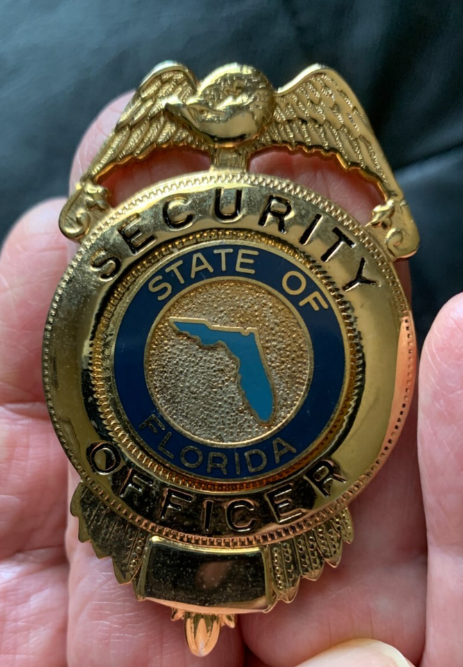 Vintage State of Florida Security Officer Gold Tone Badge | eBay