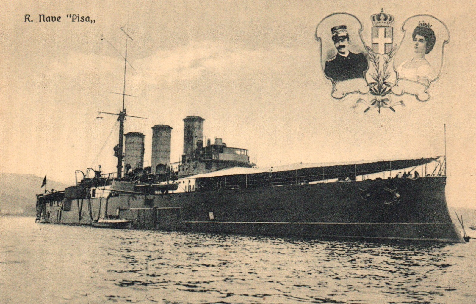 Postcard Italian Royal Navy Battleship Pisa Cruiser | Europe - Italy ...