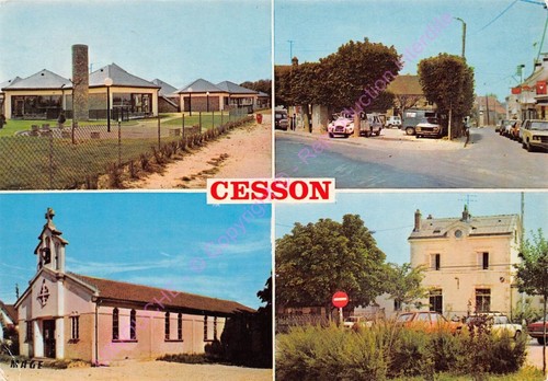 CPSM 77240 CESSON Multivues école église gare place Verneau Edt MAGE ...