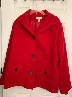 WOMENS NWT SZ. XL RED JM COLLECTION PEA COAT/JACKET MSRP $89.00 | eBay