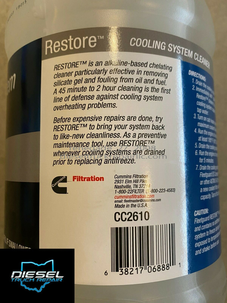 FLEETGUARD RESTORE COOLANT ADDITIVE SYSTEM CLEANER 1 GALLON CC2610 | eBay