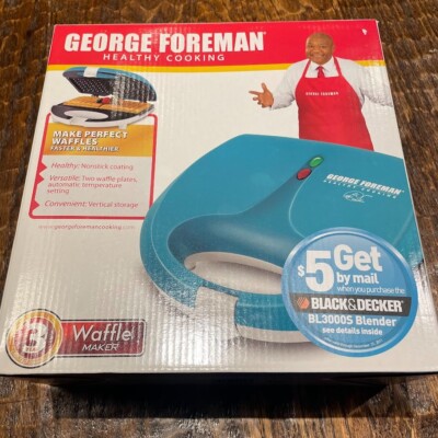 New Vintage Waffle Maker George Foreman Nonstick GFW0036TG Turquoise | eBay