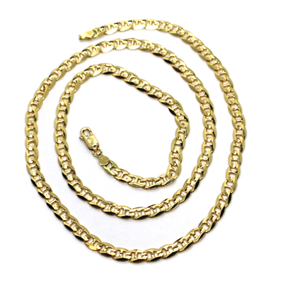 SOLID 18K YELLOW GOLD CHAIN FLAT BOAT MARINER OVAL NAUTICAL 5mm LINK ...