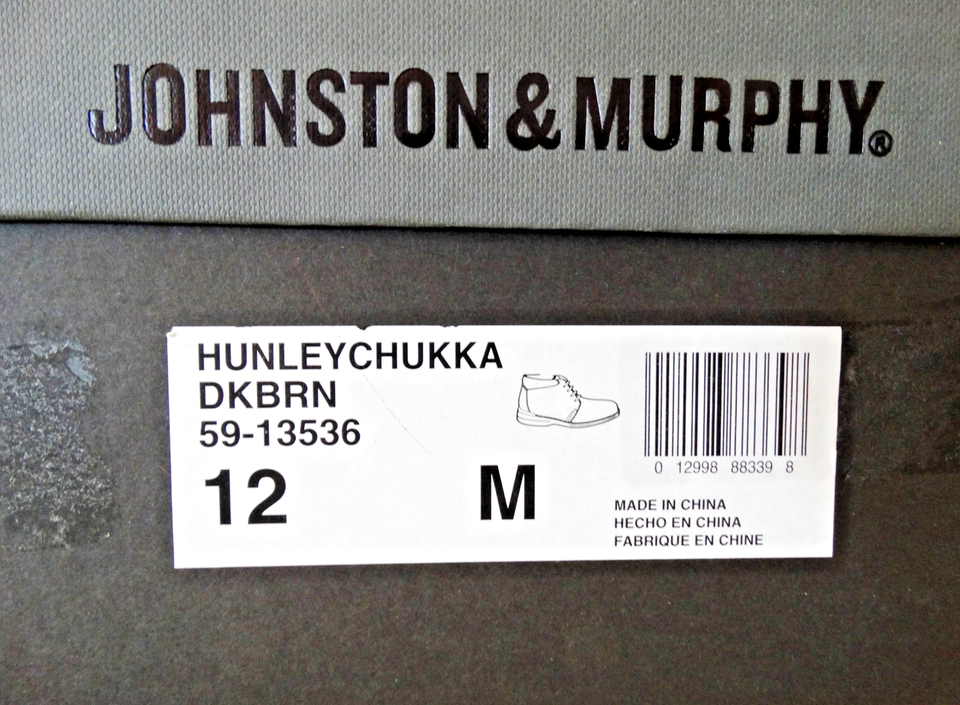 Johnston & Murphy New Hurley Chukka Dark Brown Leather Boots Size 12 M ...