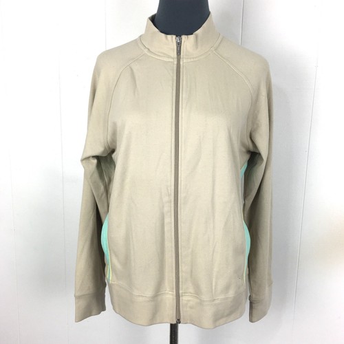 NWT Sport Savvy Casual Athletic Jacket Women S Beige Zip Stretch Cotton ...