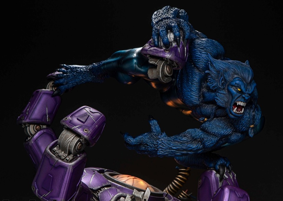 X MEN BEAST VS SENTINEL DIORAMA 1/4 CUSTOM STATUE RARE + CGC 9.8 ...