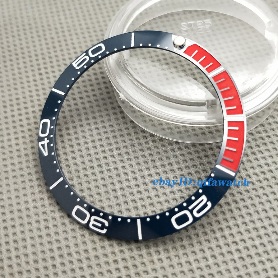 38mm Ceramic Blue&Red Bezel Insert Watch Part Fit Automatic Watch Case ...