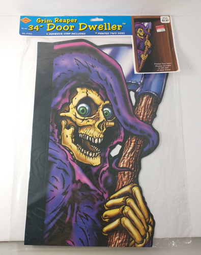 Vintage GRIM REAPER Door Dweller 34" Double-Sided Halloween Horror ...