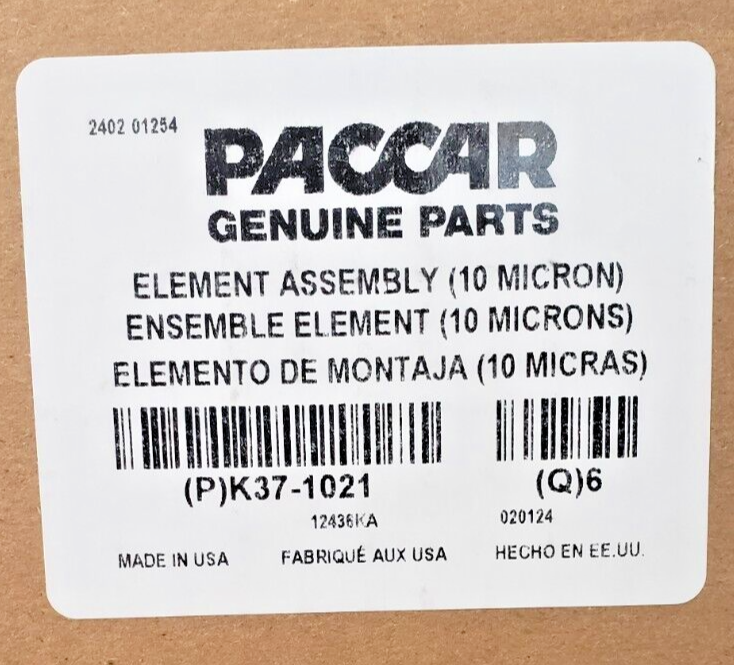 ~ BRAND NEW BOX of 6- GENUINE PACCAR FUEL FILTER ELEMENT ~ 10 MICRONS ...