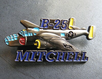B-25 MITCHELL BOMBER AIRCRAFT USAF USMC LARGE CUT OUT PIN BADGE 2.5 ...