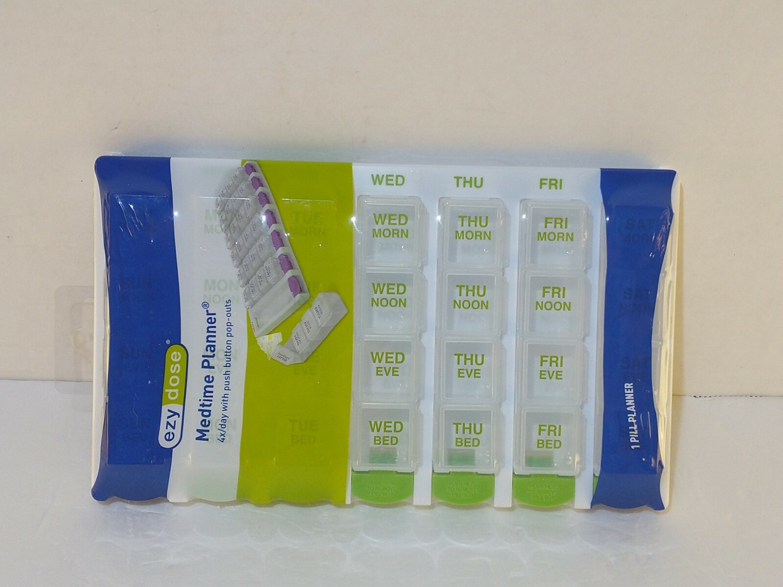 Ezy Dose Weekly Four Dose Medication Pill Vitamin Organizer Push Button ...