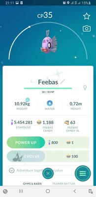 Pokèmon Go, shiny Feebas, 30 days trade or registered | eBay