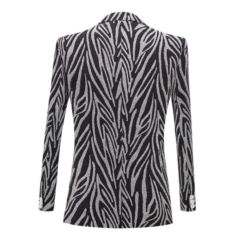 Men Zebra Stripe Lurex Jacket Suit Blazer Fancy Dress Showman Costume ...