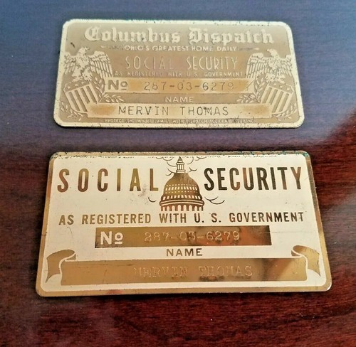 Two Vintage Antique Metal U.S. Social Security ID Cards with Case | eBay