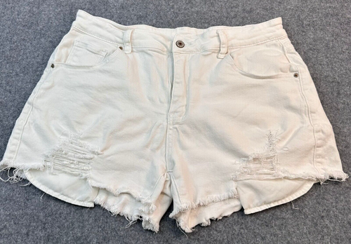 White Cut Off Jean Shorts Womens Extra Large 33in White Denim Pockets ...