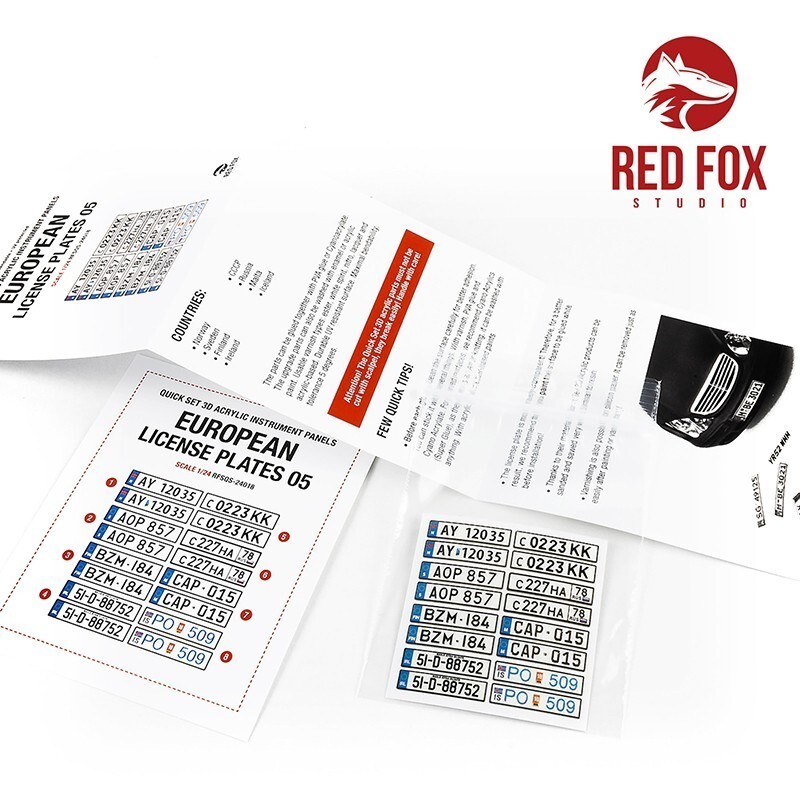 Red Fox #RFSQS-24018 1/24 European License Plates 05 | eBay
