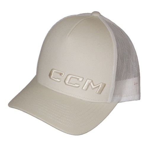 CCM HOCKEY SENIOR/ADULT CORE MESHBACK TRUCKER CAP/HAT ADJUST-Unbleached ...