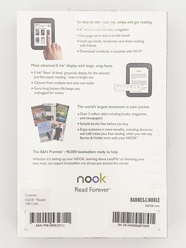 Barnes & Noble Nook Simple Touch Reader BNRV300 2GB Wi-Fi 6in eBook ...