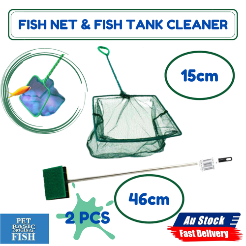 1Pc Nylon Fishing Net Scoop Mesh & 1Pc Aquarium Glass Cleaner Sponge ...